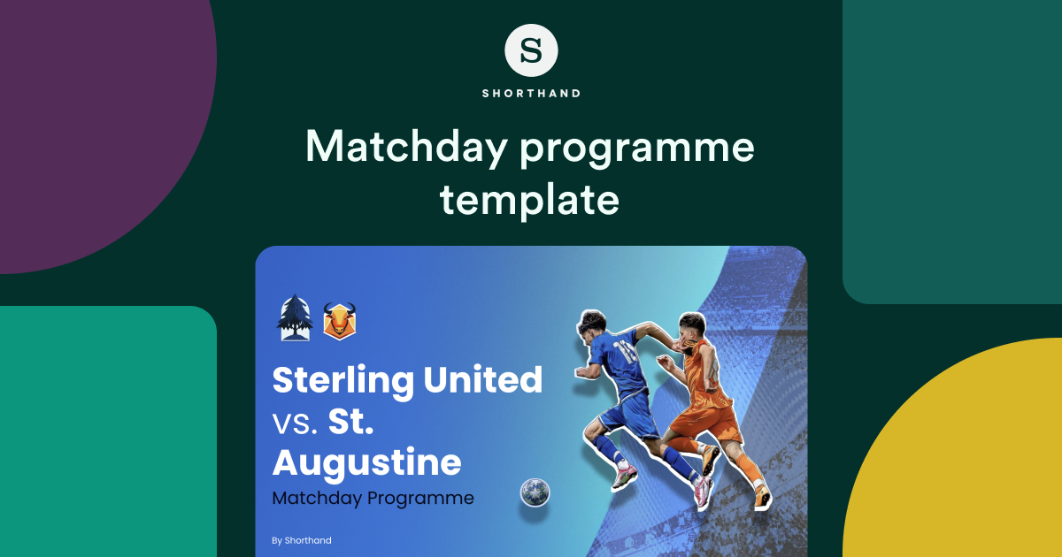 Matchday programme template | Shorthand