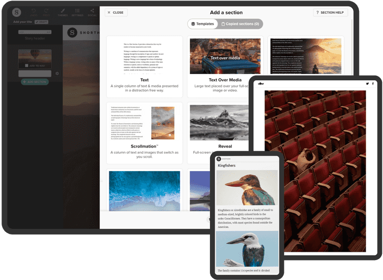 Start creating stunning visual web content for free | Shorthand Start creating stunning visual web content for free | Shorthand